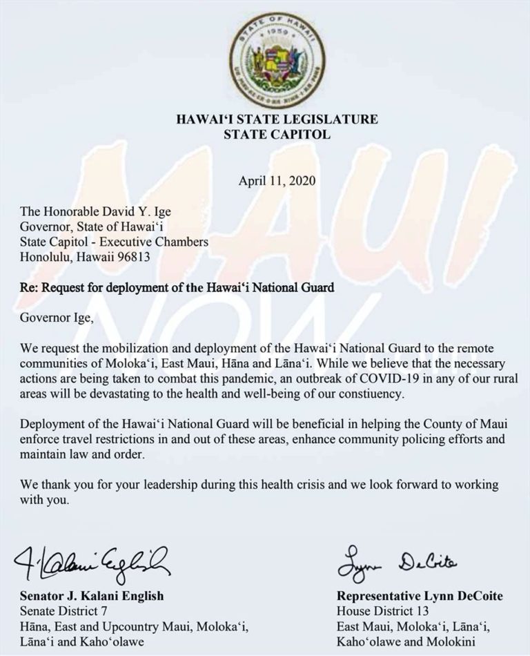 Maui Lawmakers Request Deployment of Hawaiʻi National Guard to Rural ...
